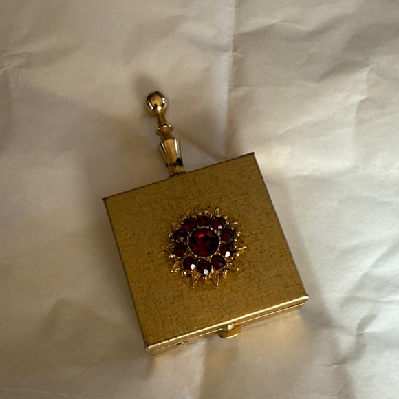 Accessories | Gold Square Compact With Red Gem Design | Poshmark
